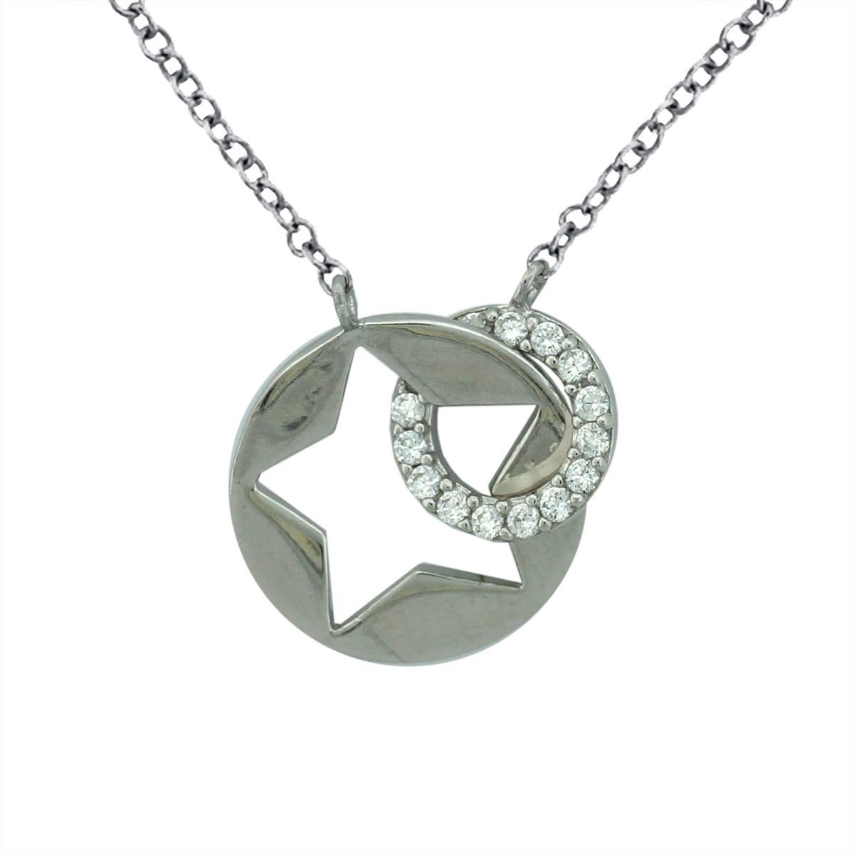 Click here for Forever New CZ Cut-Out Star w/ Circle Charm Pendan... prices