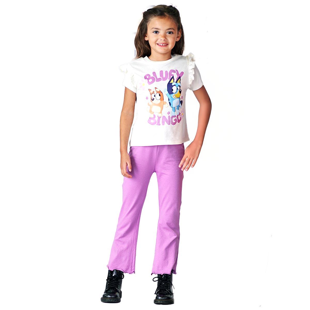 Click here for Girls (4-6x) Bluey & Bingo Ruffle Top & Flare Legg... prices