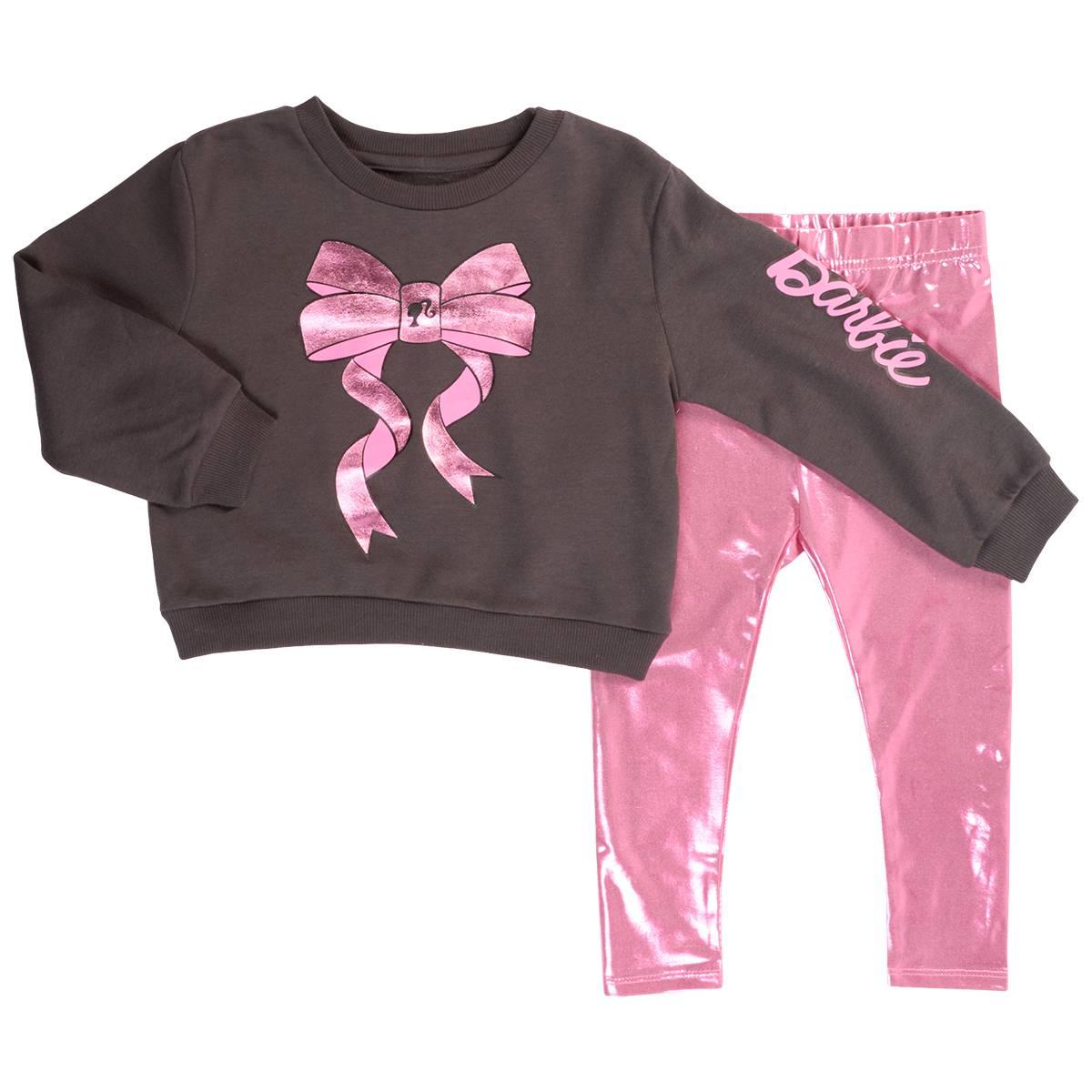 Click here for Toddler Girl Barbie(R) Bow Sweatshirt & Shiny Legg... prices