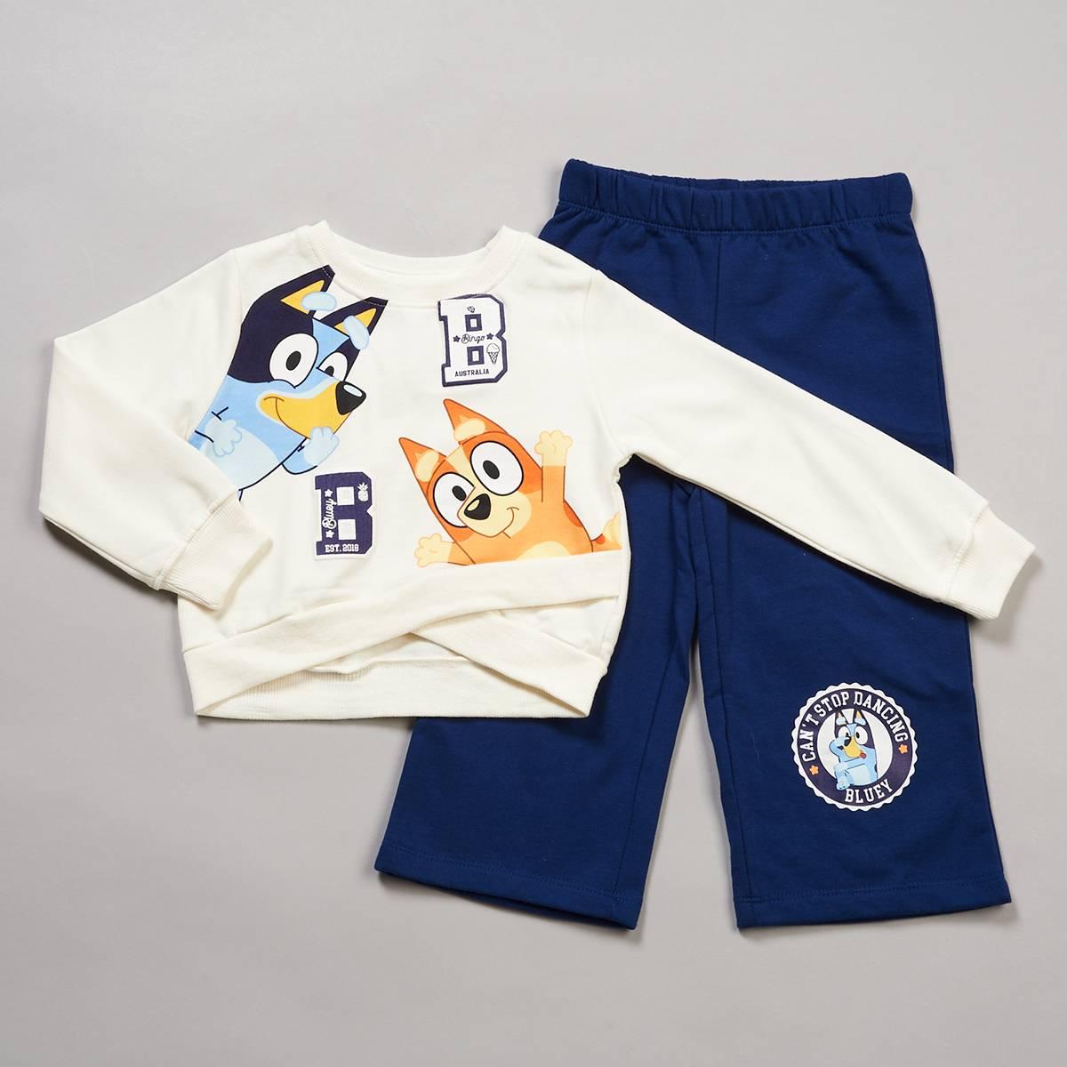Click here for Toddler Girl Bluey Cross Hem Sweatshirt & Wide Leg... prices