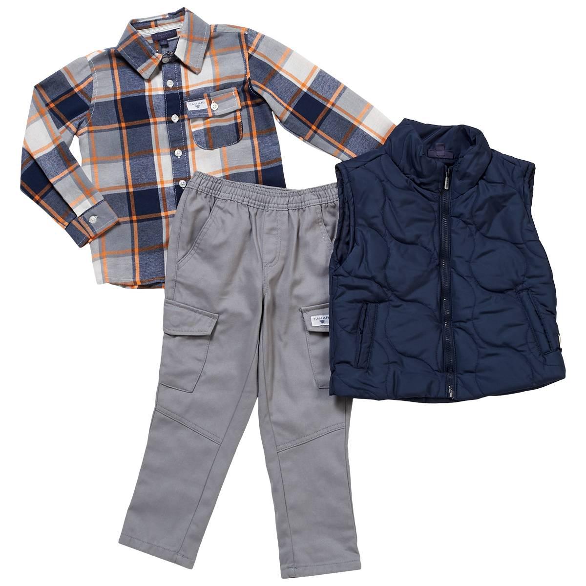 Click here for Boys (4-7) Tahari 3pc. Plaid Button Down  Pants  &... prices