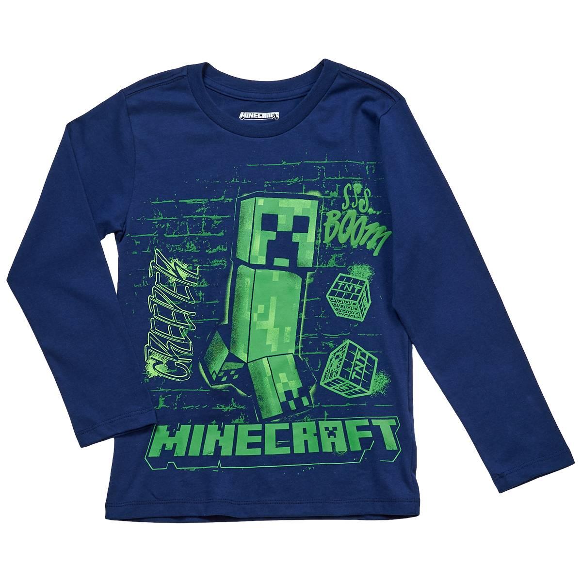 Click here for Boys (4-7) Minecraft Long Sleeve Tee - Navy prices