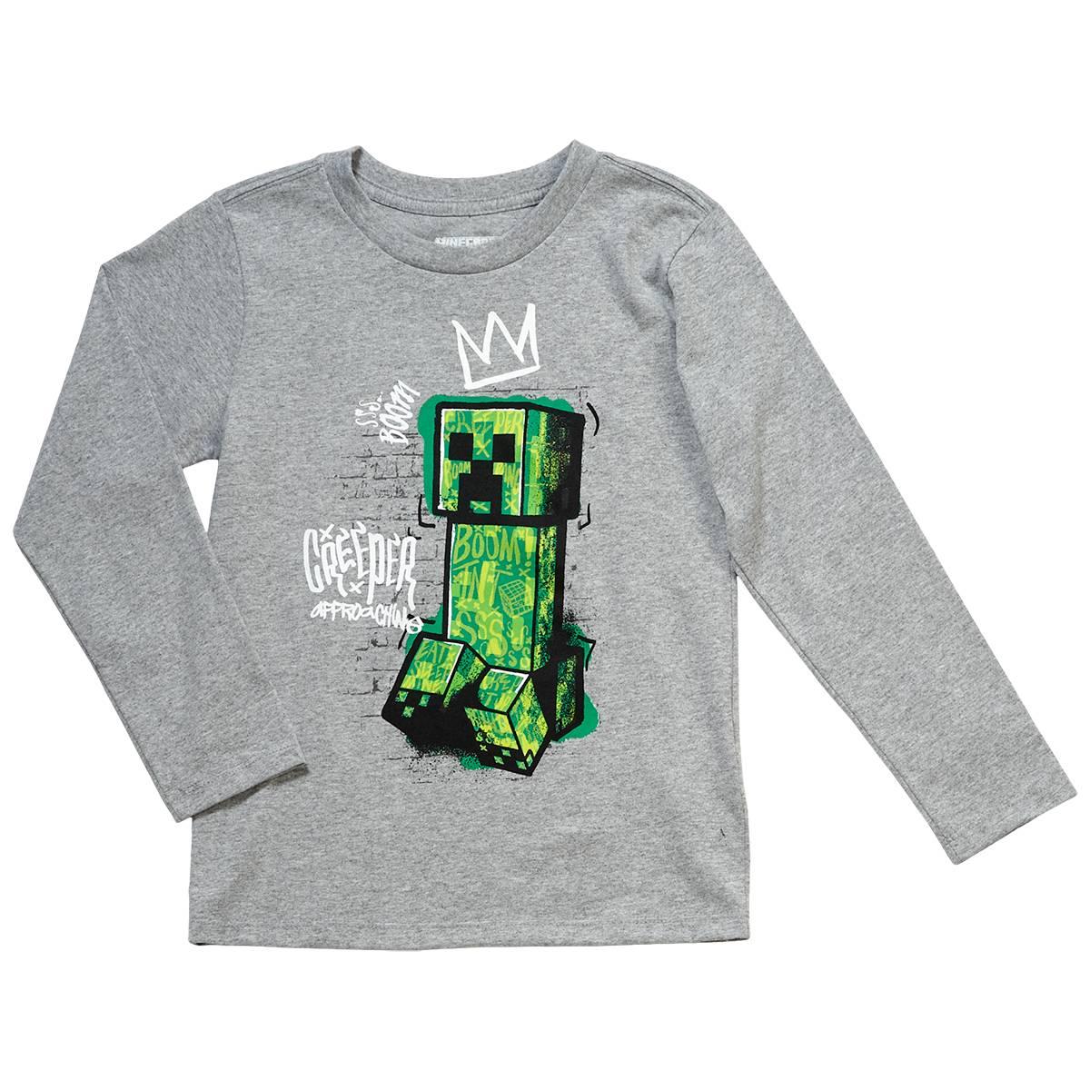 Click here for Boys (8-20) Minecraft Long Sleeve Tee - Grey prices