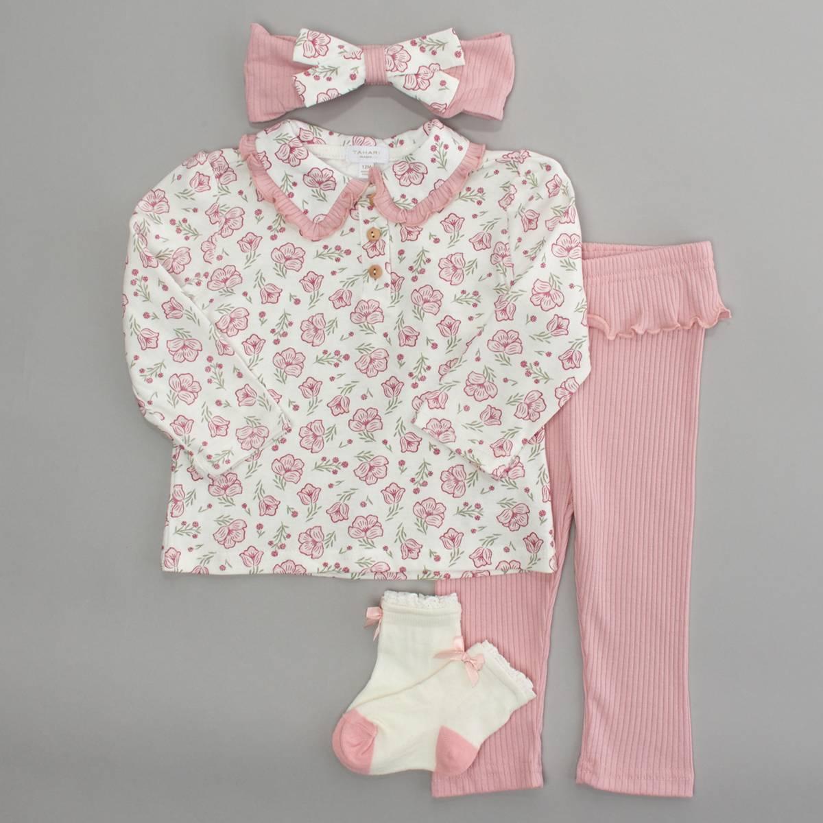 Click here for Baby Girl (12-24M) Tahari 4pc. Collared Floral Top... prices