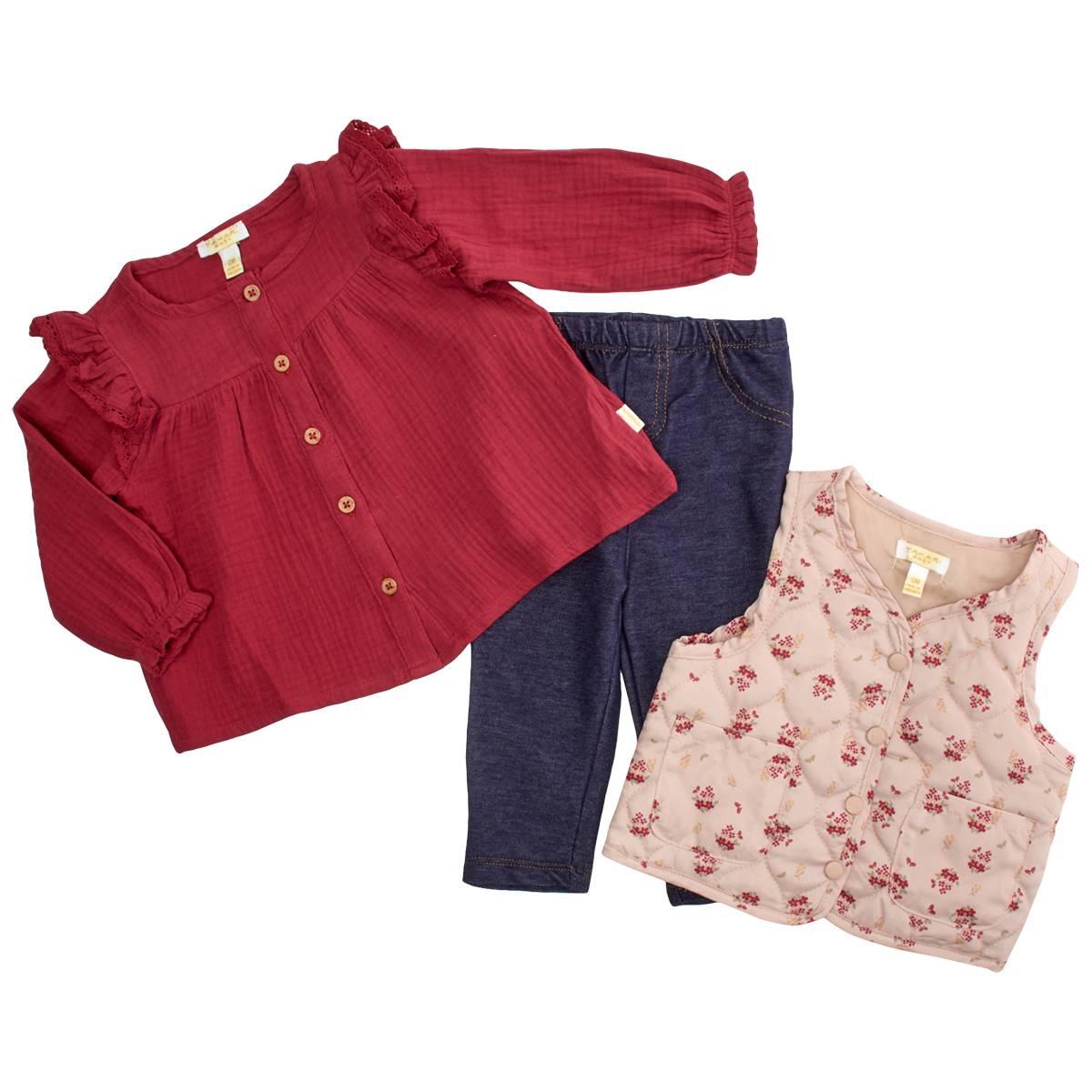Click here for Baby Girl (12-24M) Tahari 3pc. Floral Quilted Vest... prices