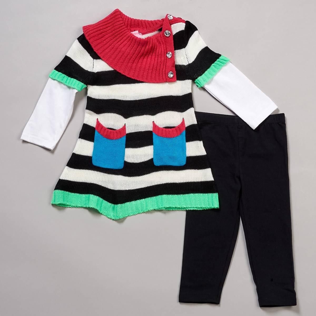 Click here for Baby Girl (12-24M) Young Hearts Stripe Sweater & L... prices