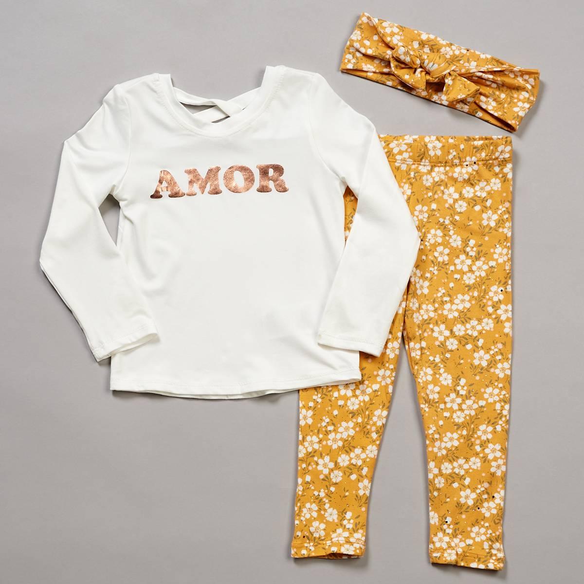 Toddler Girl Nannette 3pc. Amor Tee Floral Legging & Headband Set