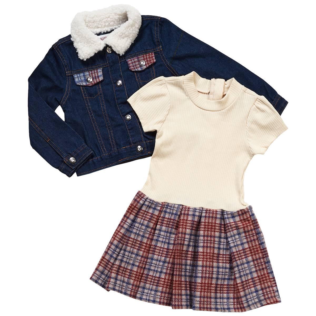 Click here for Toddler Girl Nannette Solid to Plaid Dress with De... prices