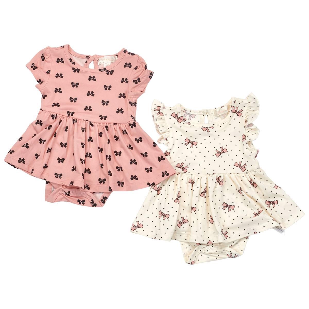 Click here for Baby Girl (NB-9M) Nannette 2pk. Bow & Dot Bodysuit... prices