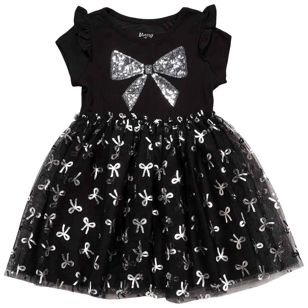 Click here for Girls (4-6x) Nannette Ribbed Sequin and Foil Bow T... prices