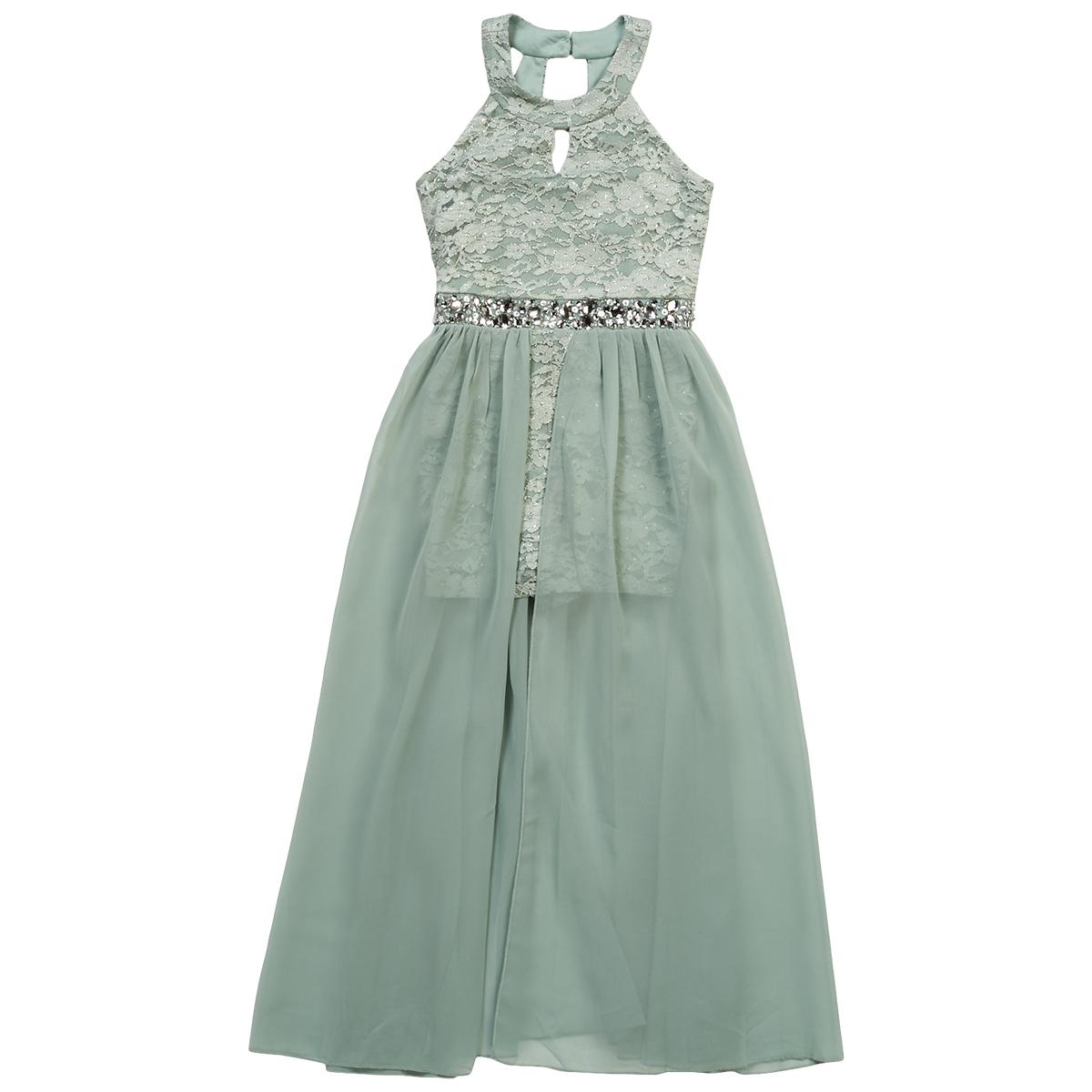 Click here for Girls (7-16) Speechless Halter Lace Hi Low Maxi Dr... prices