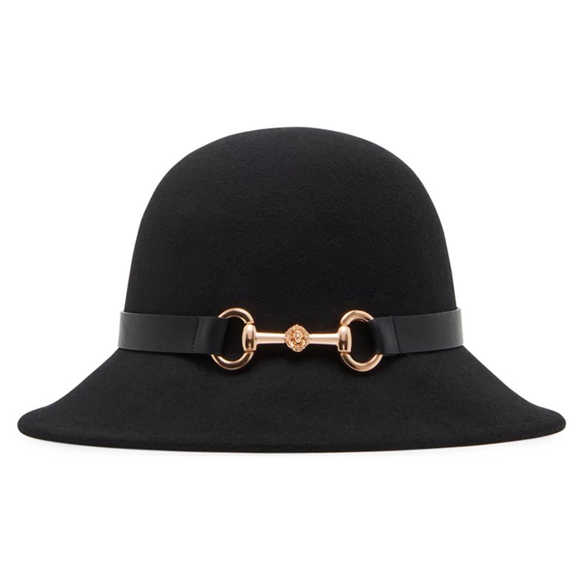 Click here for Womens Anne Klein Horsebit PU Trim Cloche Hat prices