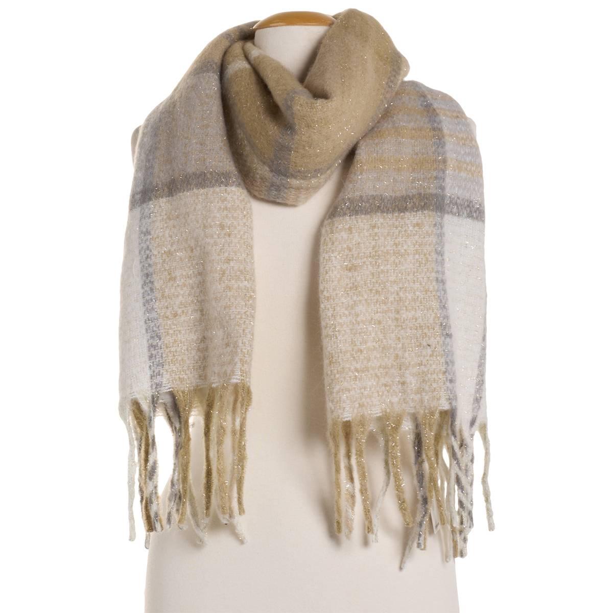 Click here for Womens Steve Madden Windowpane Plaid Tinsel Scarf prices