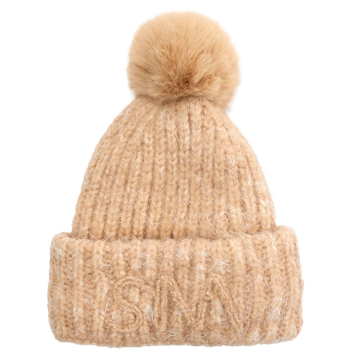 Click here for Womens Steve Madden Mix Yarn Knit Faux Fur Pom Bea... prices