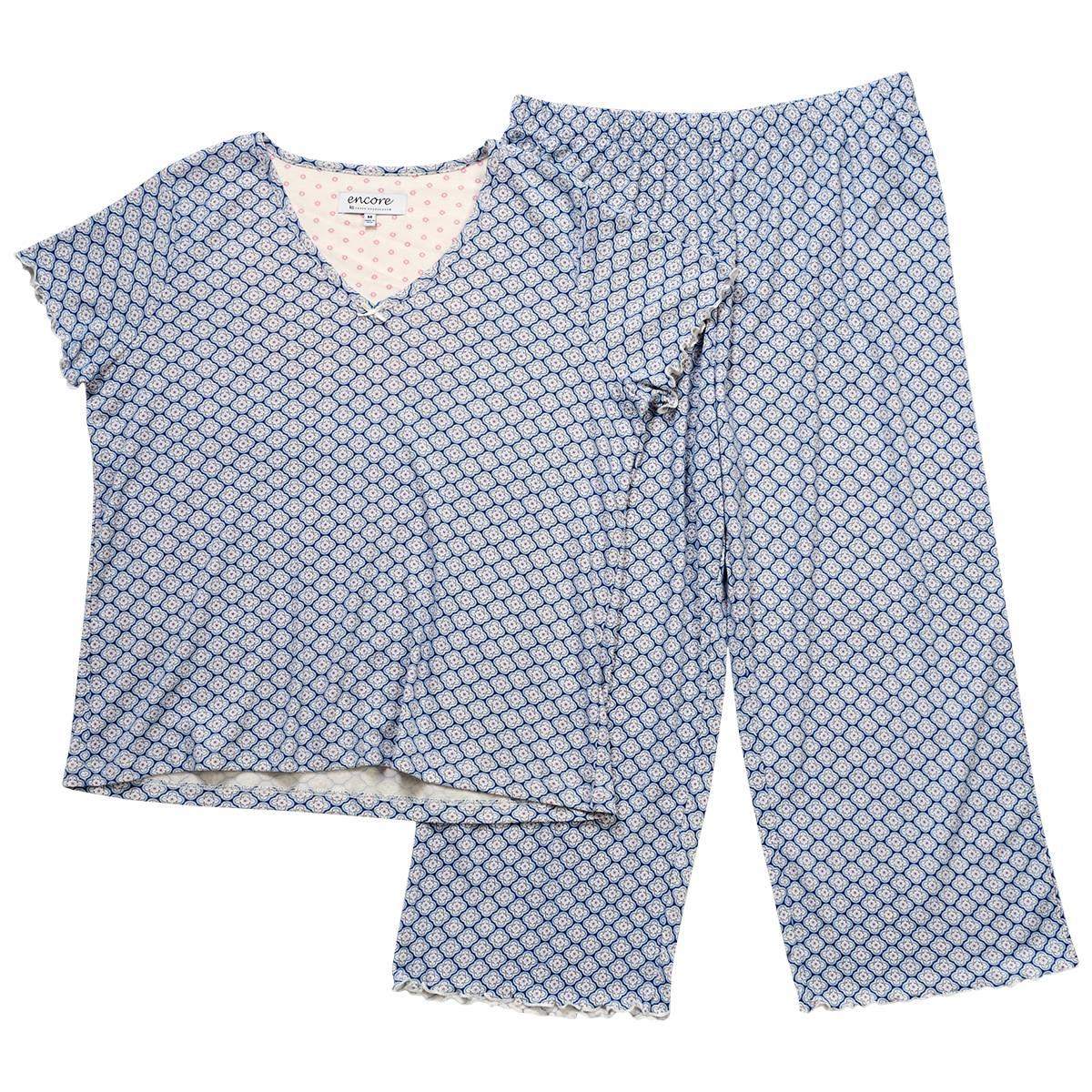 Click here for Petite Karen Neuburger Short Sleeve Petal Geo Capr... prices