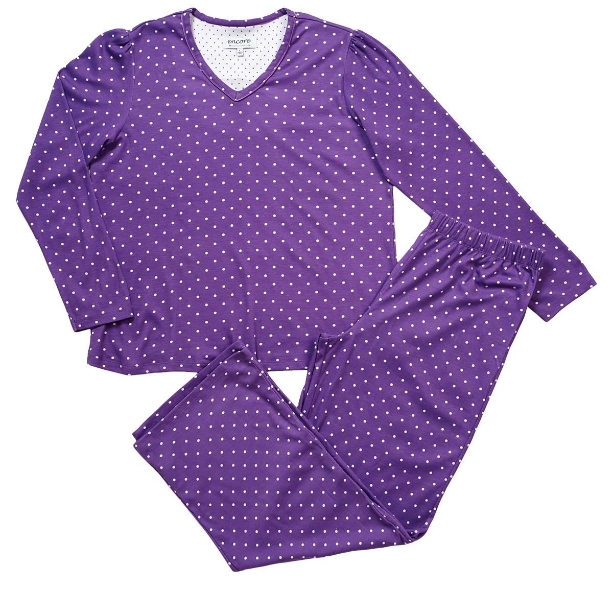 Click here for Womens Karen Neuburger Long Puff Sleeve Dot V-Neck... prices