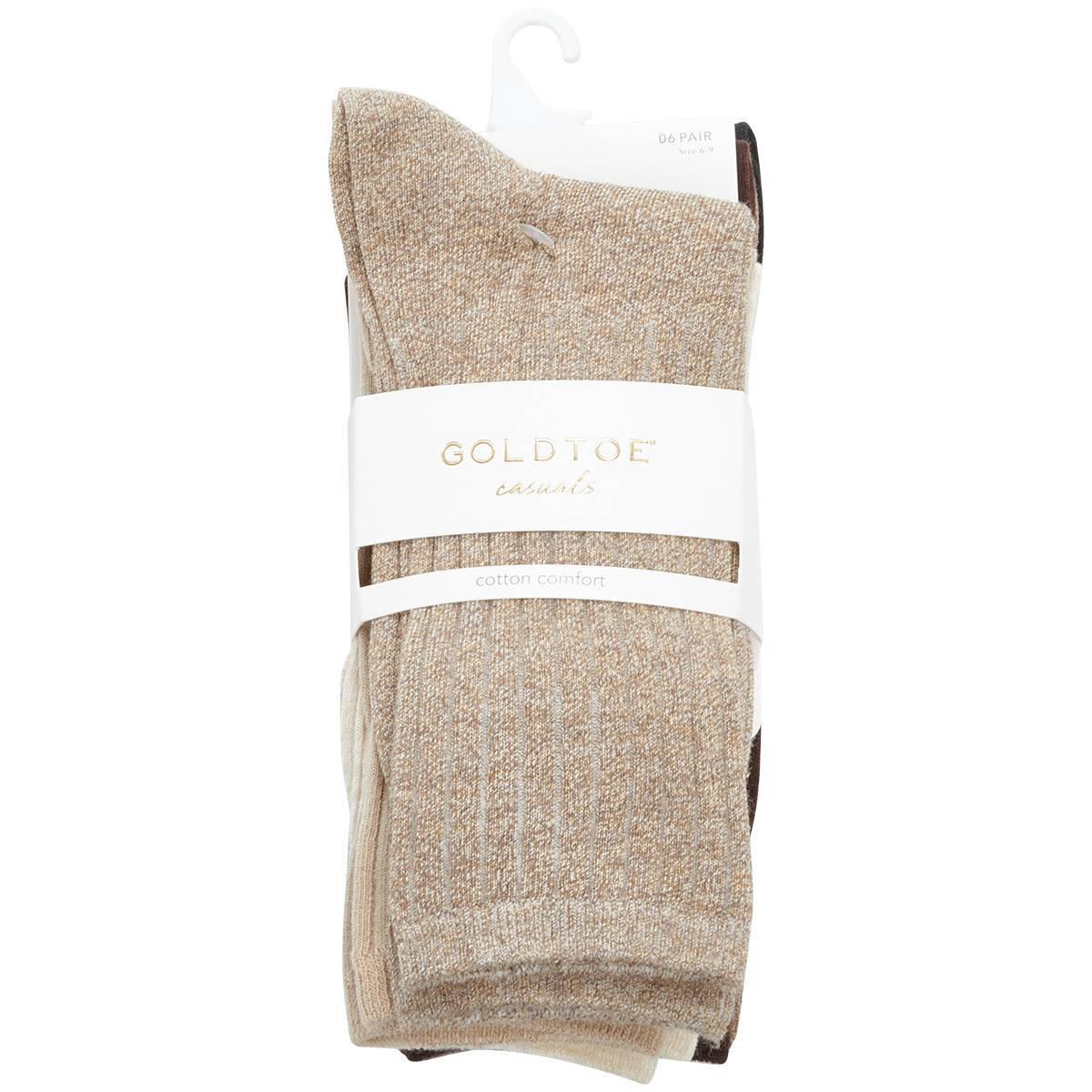 Womens Gold Toe(R) 6pk. Ribbed Crew Socks