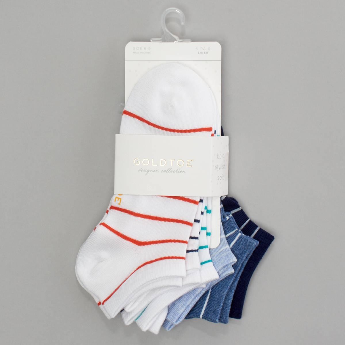 Womens Gold Toe(R) 6pk. Thin Stripe Liner Socks
