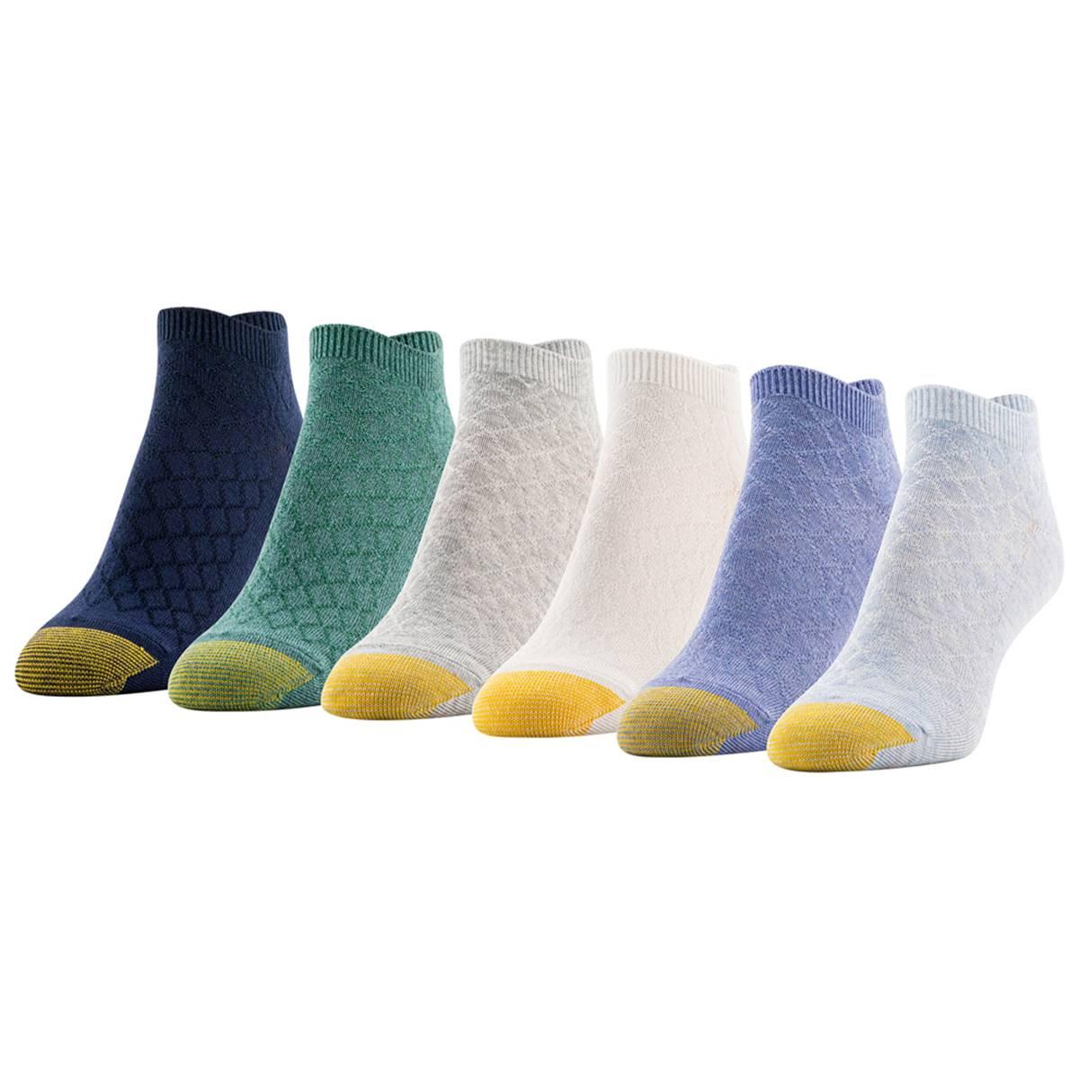 Click here for Womens Gold Toe 6pk Diamond Text Ankle Socks prices