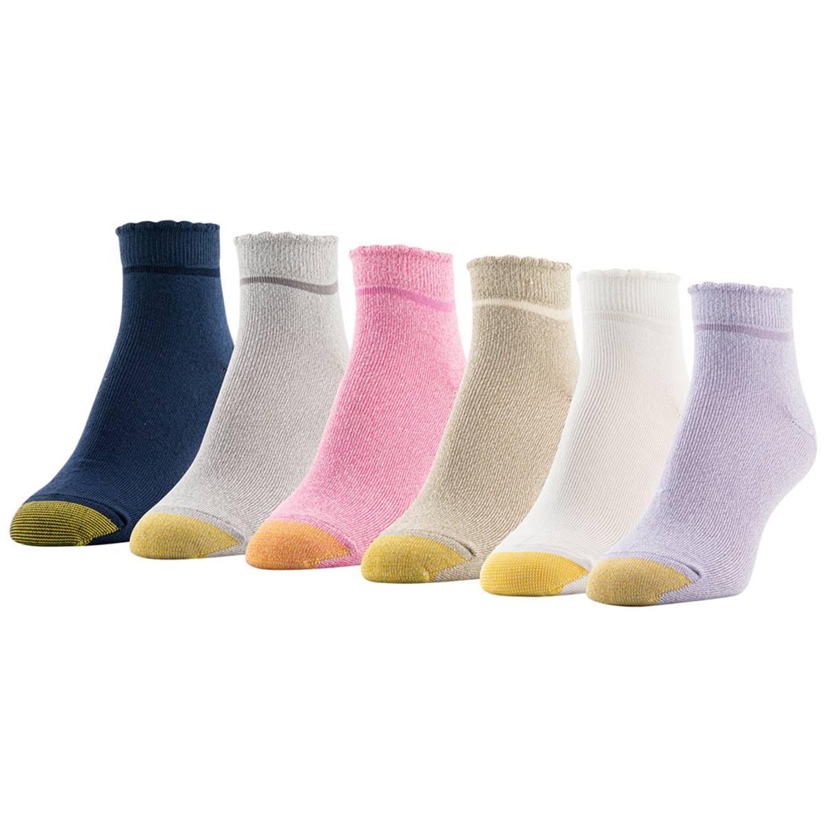 Click here for Womens Gold Toe 6pk Scalloped Edge Quarter Socks prices