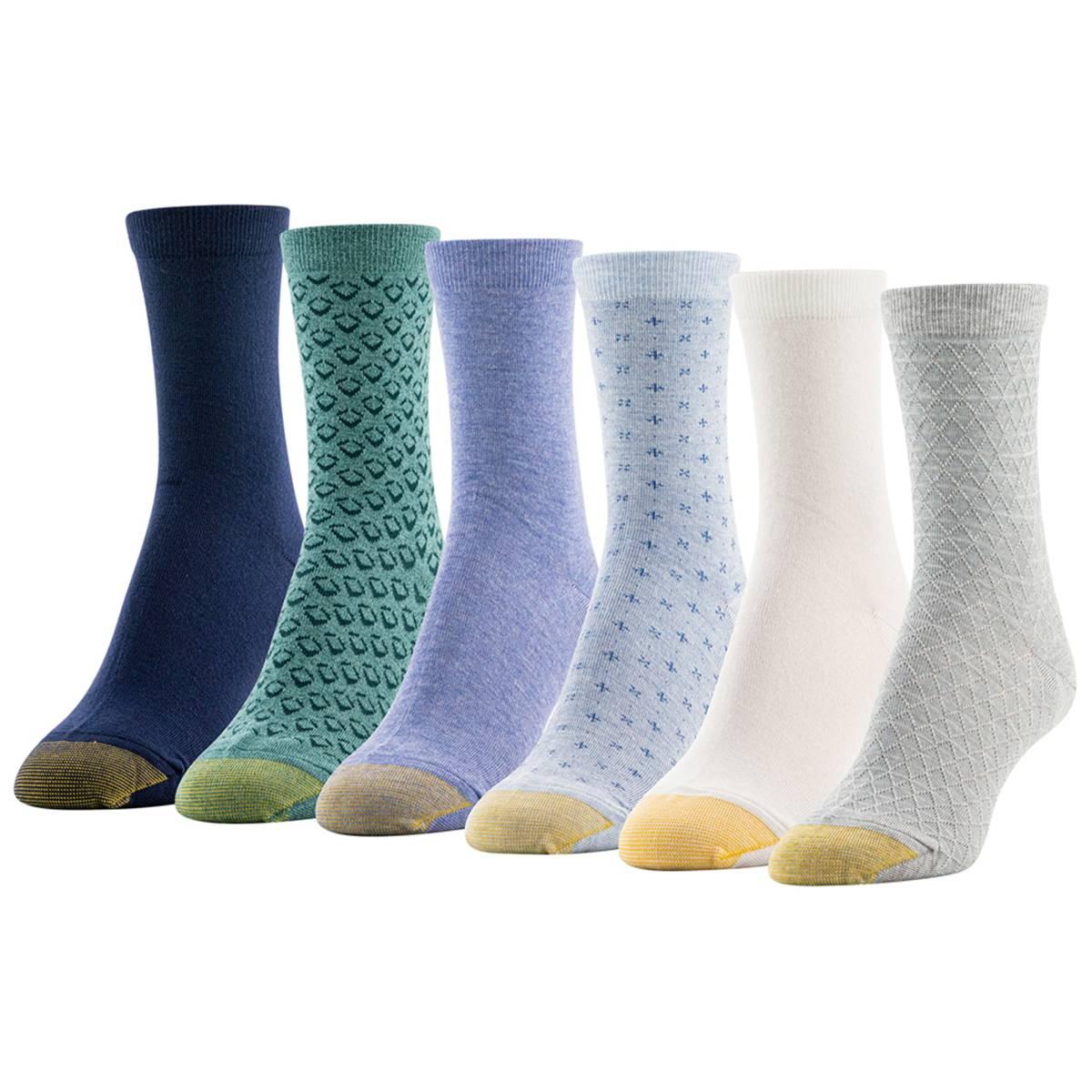 Click here for Womens Gold Toe 6pk Text Midi Crew Socks prices