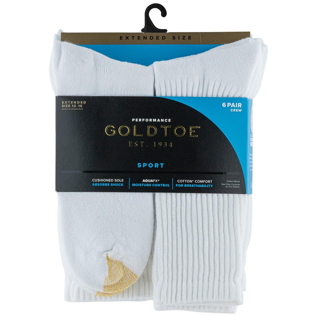 Mens 6-Pack Extended Athletic Crew Socks - Black