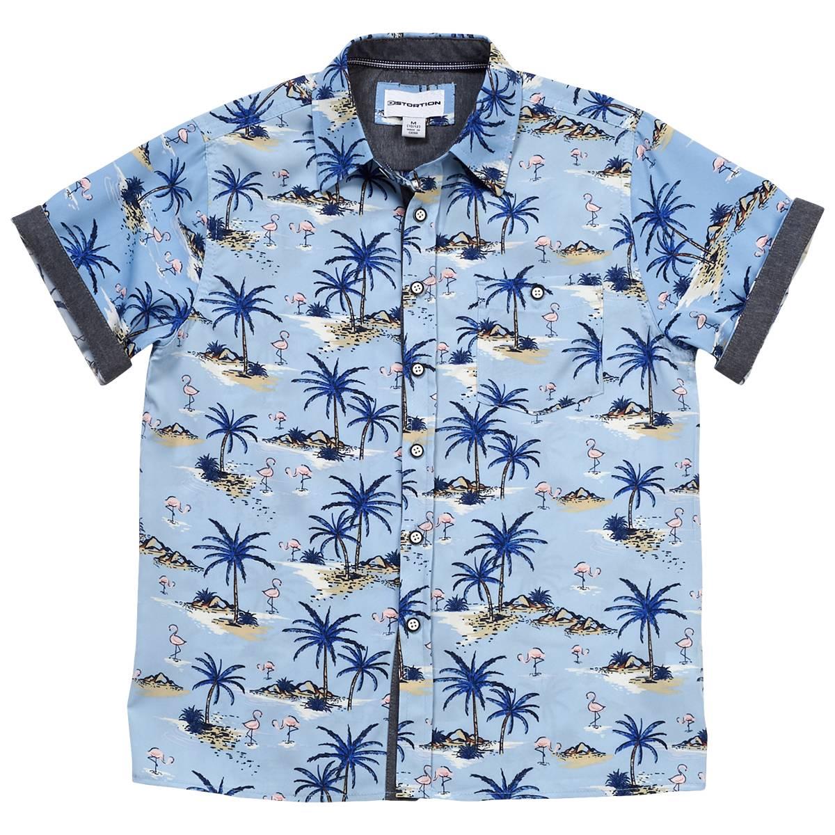Click here for Boys (8-20) Distortion Palm Tree & Flamingo Button... prices