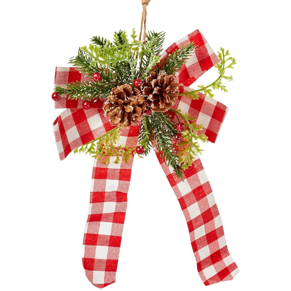 Click here for Greens/Holly Leaves/Berries/Pinecones Bow Ornament prices