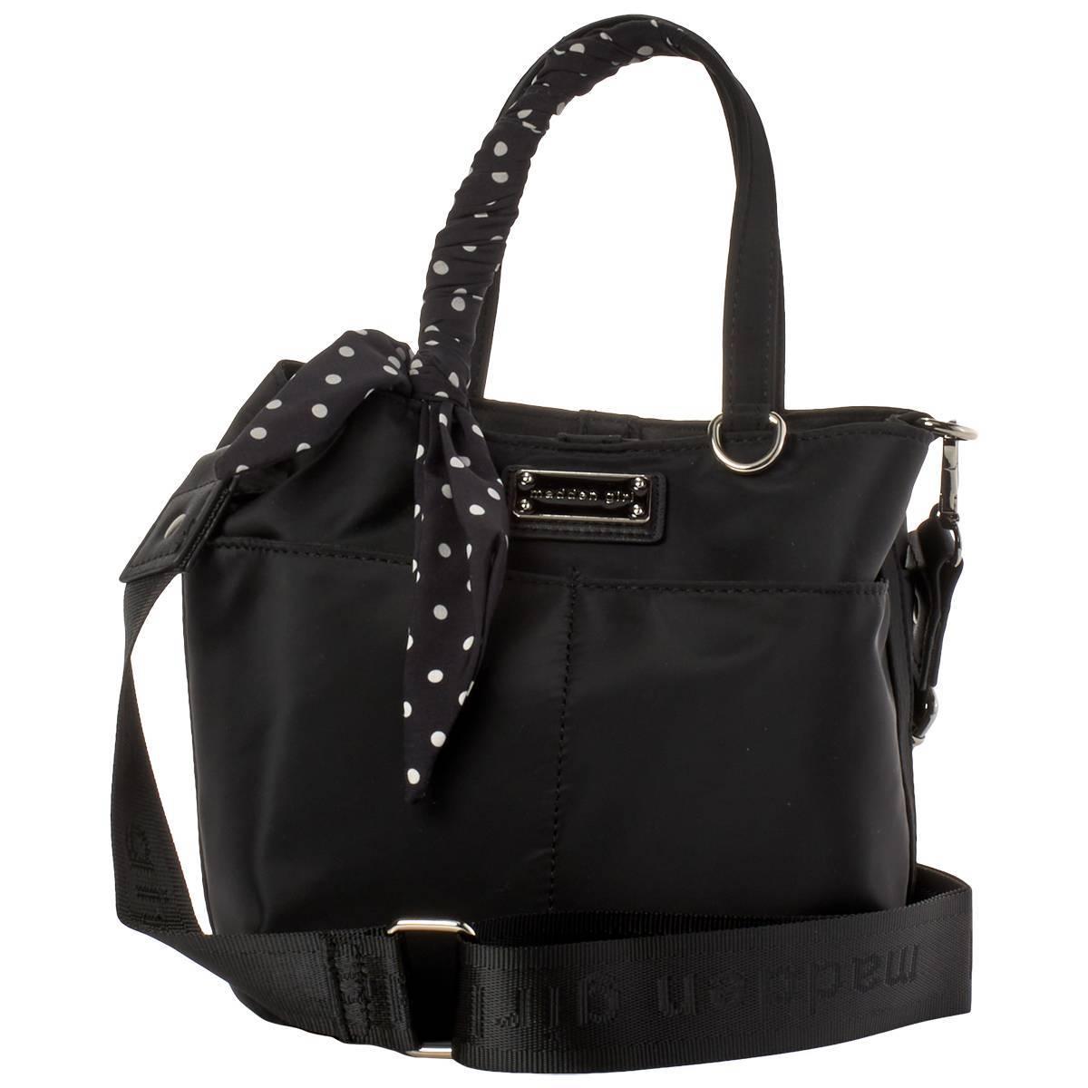 Click here for Madden Girl Solid Nylon Bucket Tote with Dotted Sc... prices