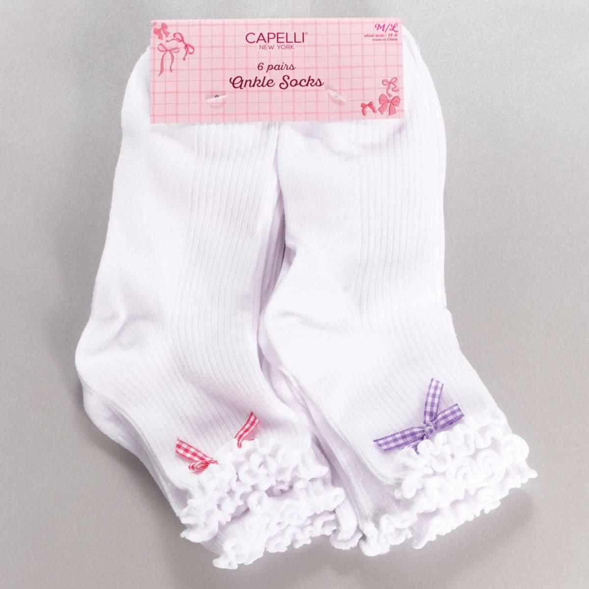 Click here for Girls Capelli New York 6pk. Gingham Bows Ankle Soc... prices