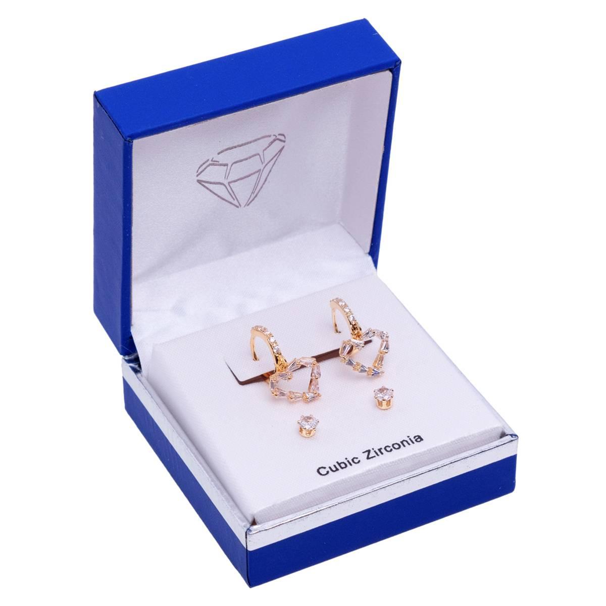 Click here for 2pr. Gold-Tone CZ Heart & CZ Stud Earrings prices