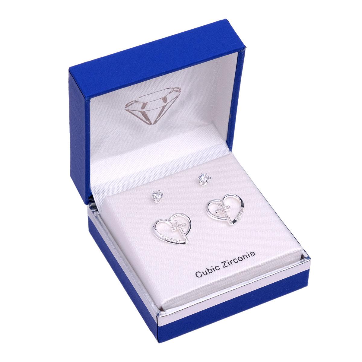Click here for 2pr. Silver-Tone CZ Earring Set prices