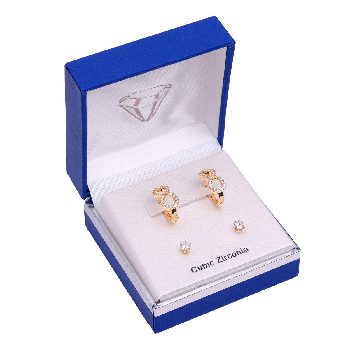 Click here for 2pr. Gold-Tone CZ Hoop and Stud Earring Set prices