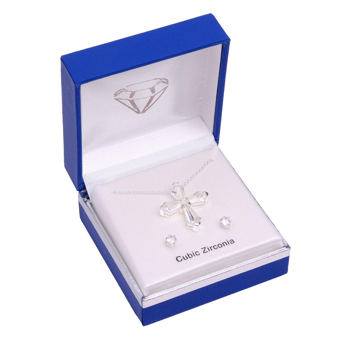 Click here for Silver-Tone CZ Cross Pendant and Earring Set prices