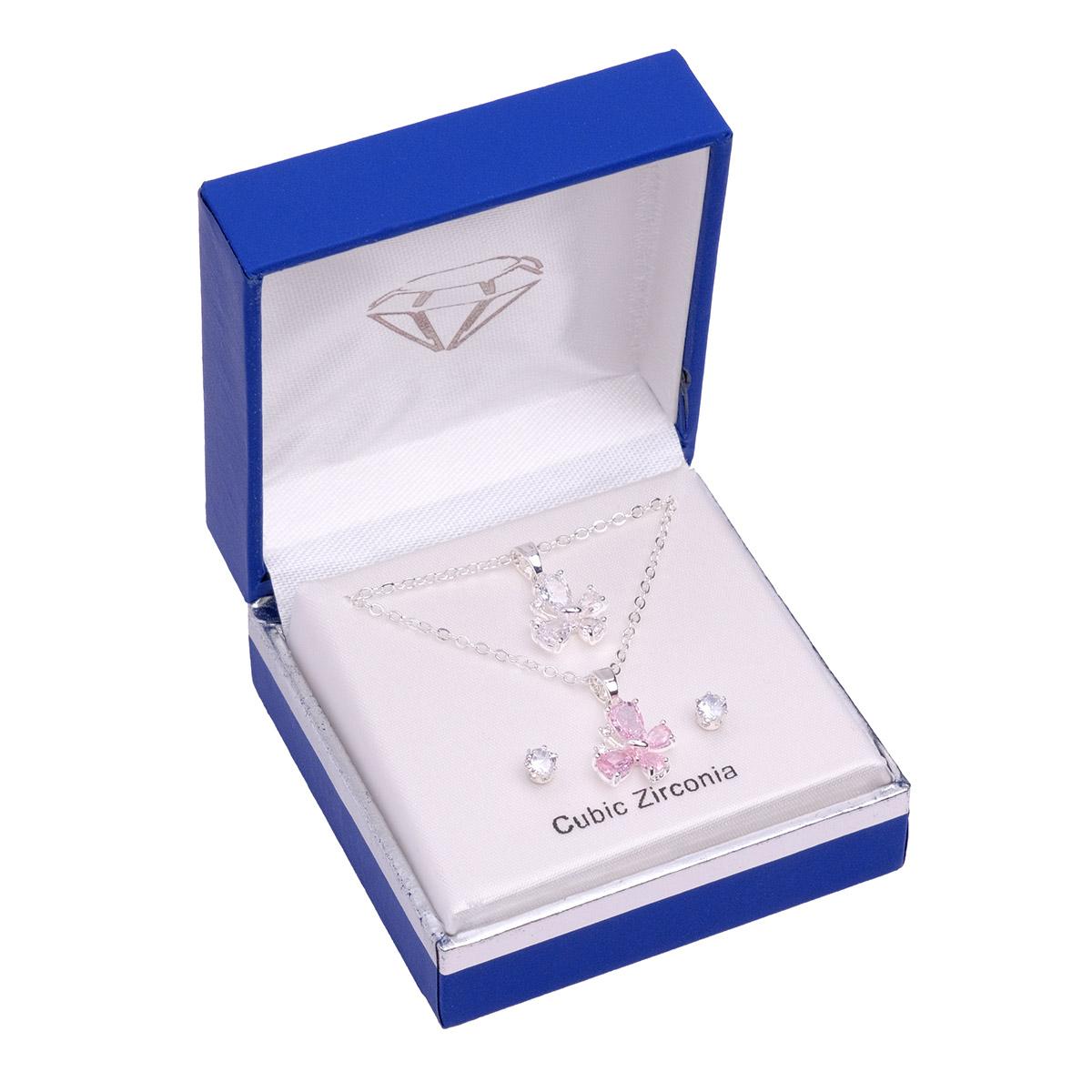 Click here for Silver-Tone CZ Layered Butterfly Necklace & Earrin... prices
