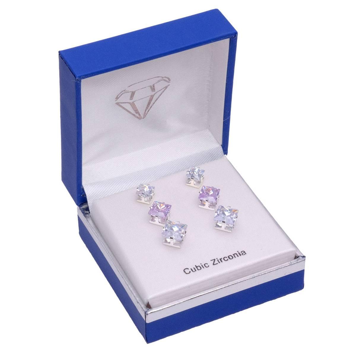 Click here for Silver-Tone CZ Clear & Lavender Earring Trio Set prices