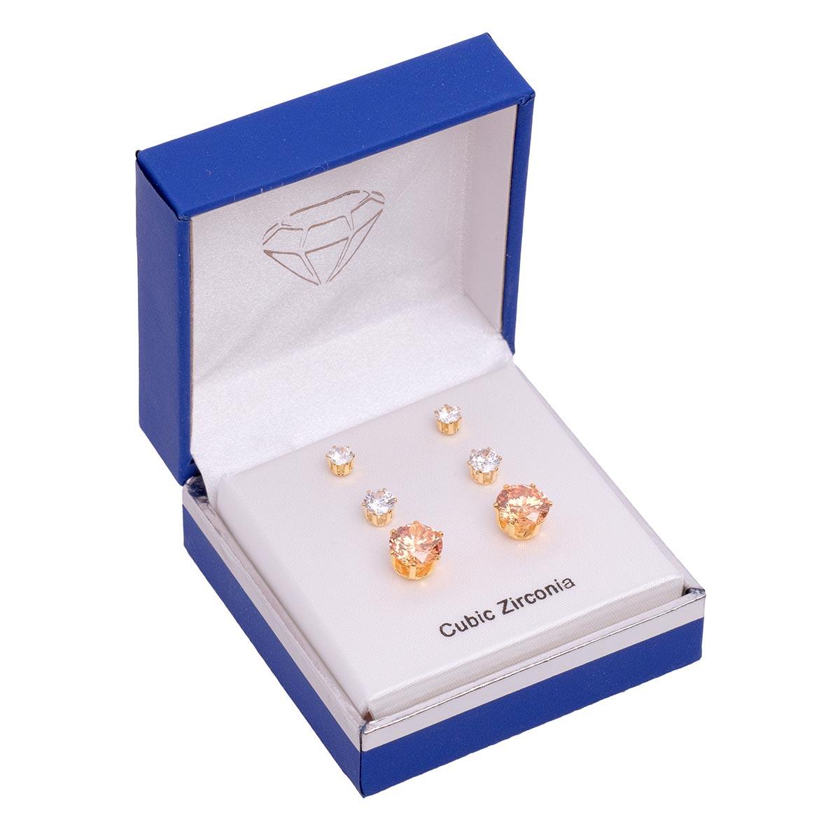 Click here for Gold-Tone 3pr. CZ Stud Earring Set prices