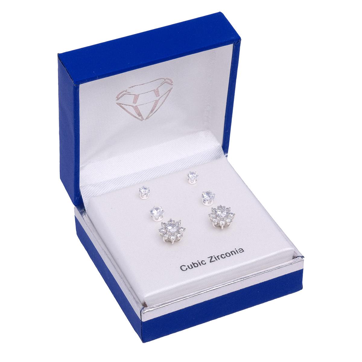 Click here for Silver-Tone CZ Stud Earring Trio Set prices