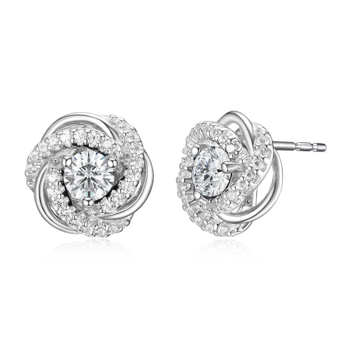 Click here for Forever Facets Rhodium Plated April Love Knot Earr... prices