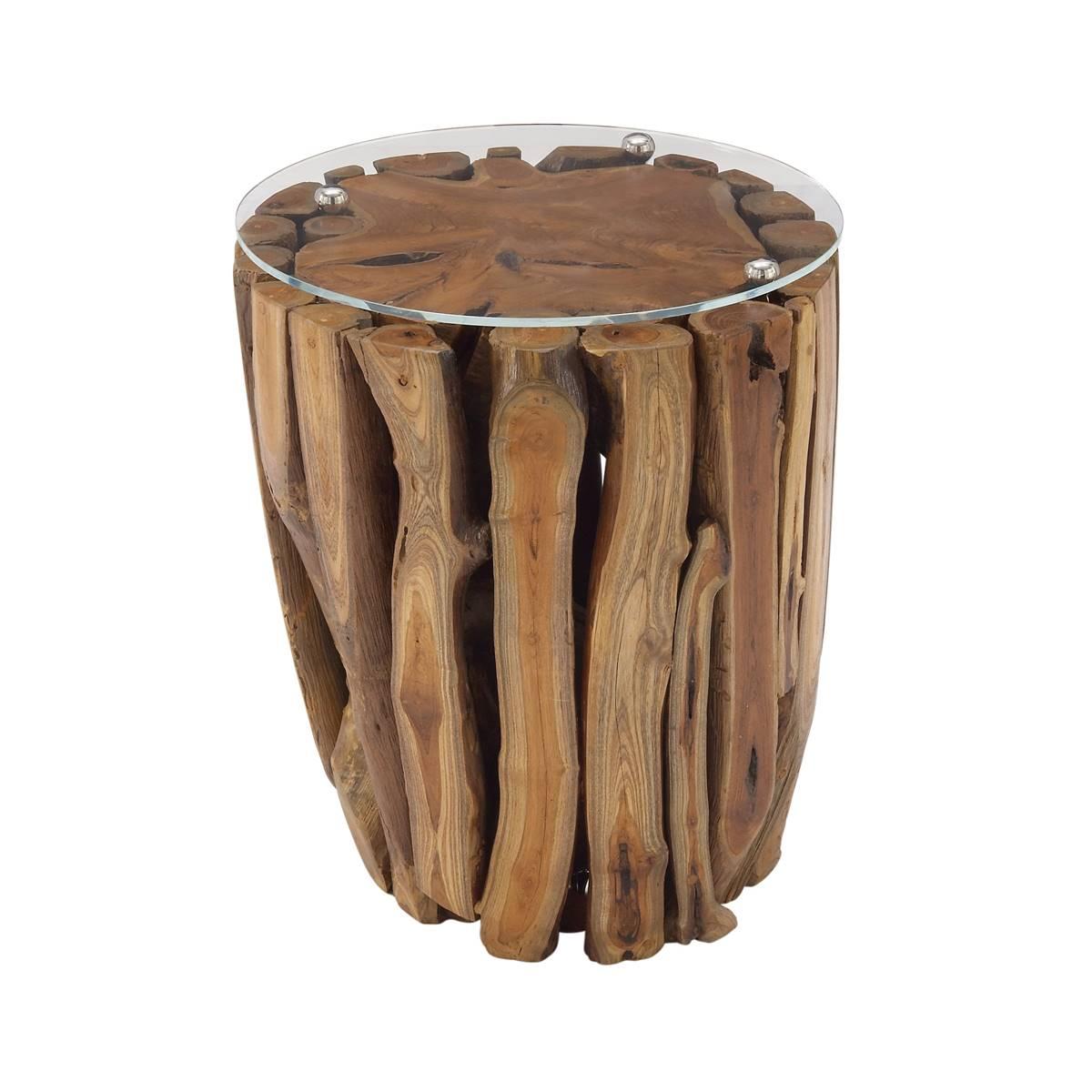 Click here for 9th & Pike(R) Brown Rustic Teak Wood & Glass Accen... prices