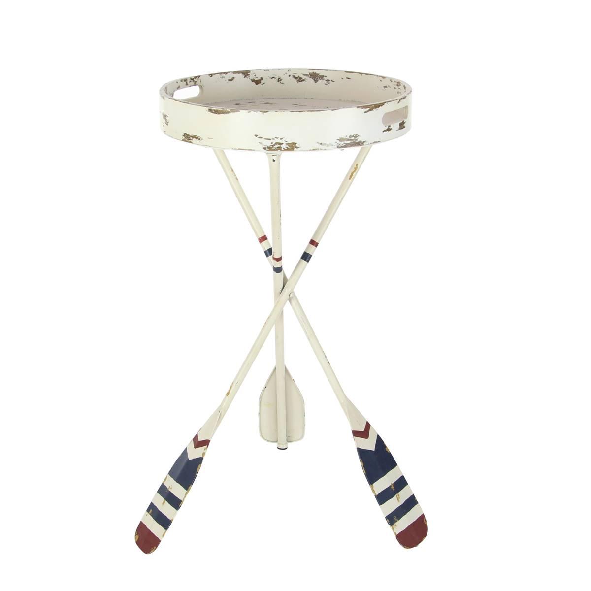 Click here for 9th & Pike(R) White Metal Coastal Accent Table prices