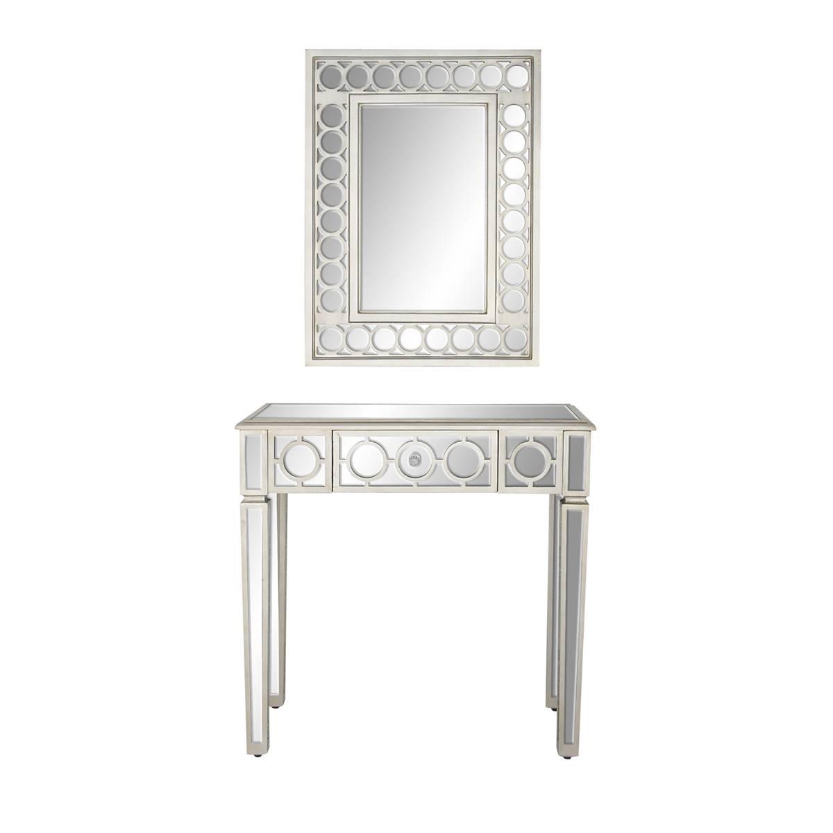 Click here for 9th & Pike(R) Grey Wood Glam Console Table - Set o... prices