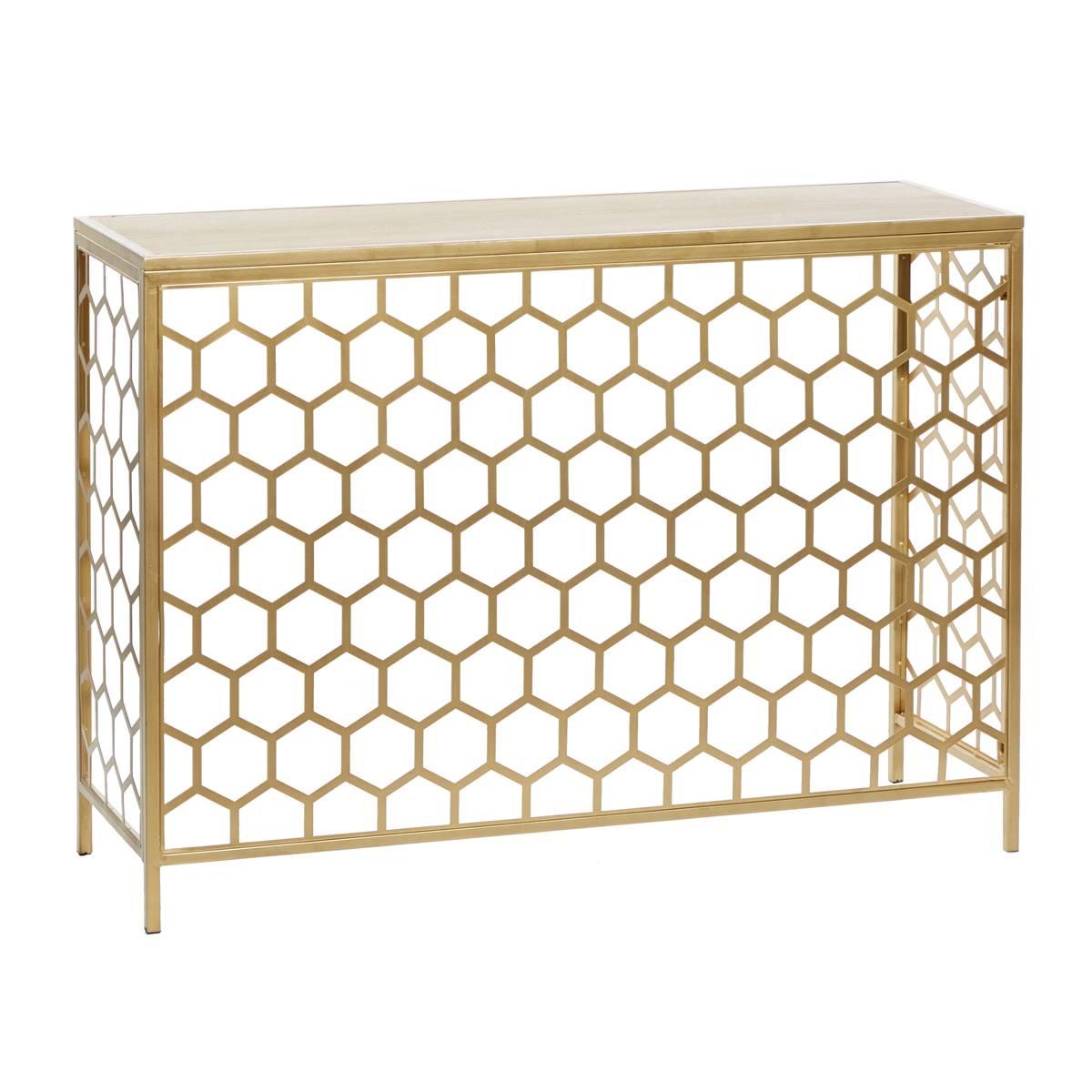 Click here for 9th & Pike(R) Gold Metal Contemporary Console Tabl... prices