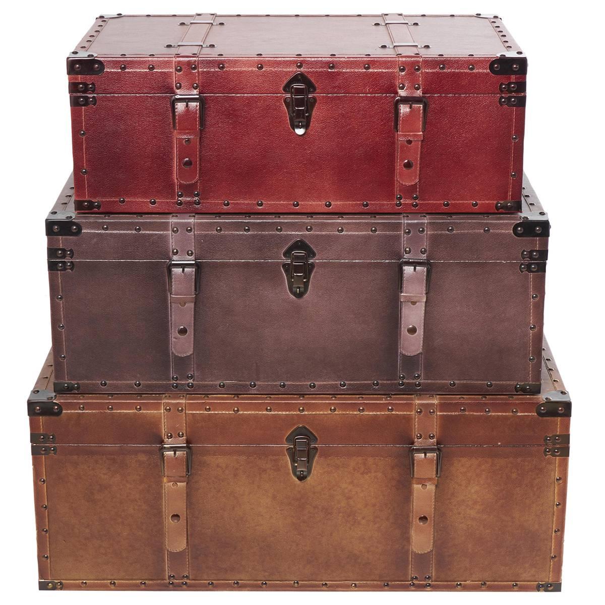 Click here for 9th & Pike(R) Rustic Brown Wood Trunk Set of 3 prices