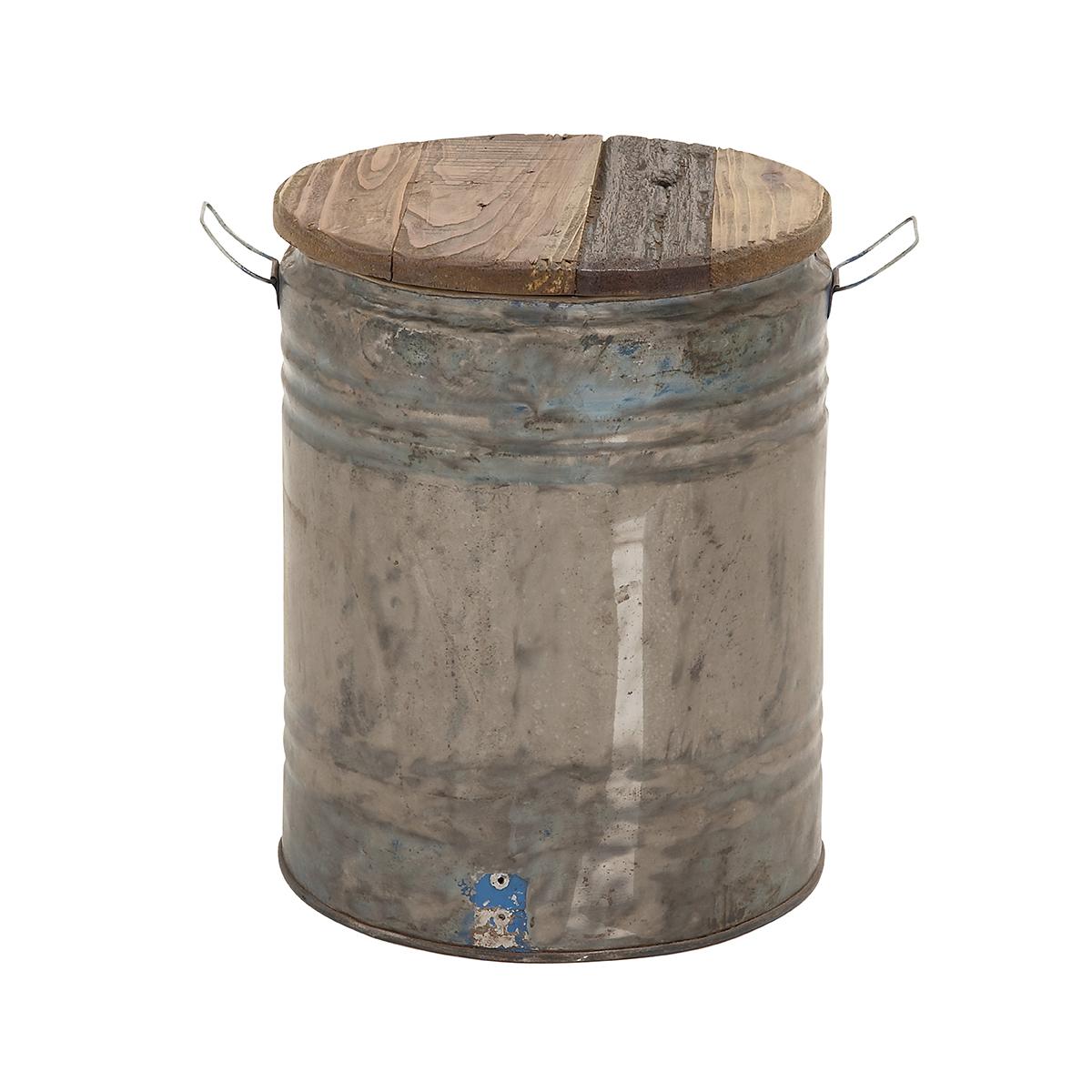 Click here for 9th & Pike(R) Grey Tin And Wood Farmhouse Stool prices