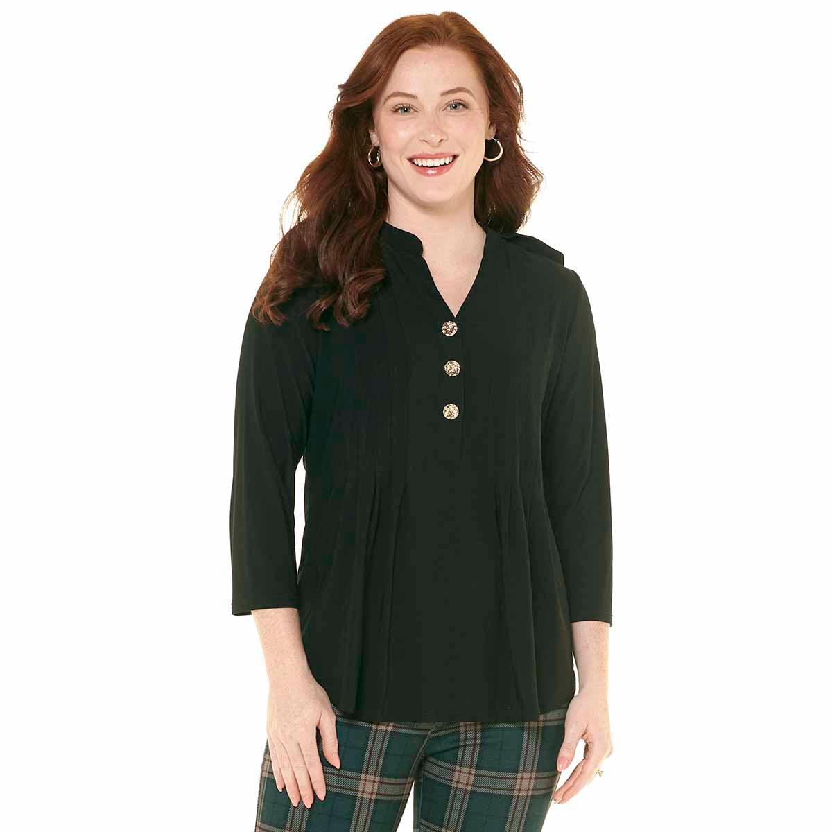 Click here for Womens Cocomo 3/4 Sleeve Button Accent Blouse prices