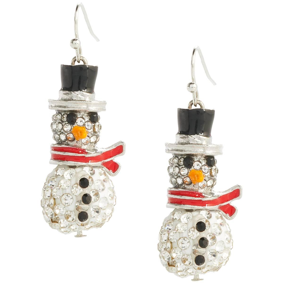 Click here for Season Greetings Silver Plated Crystal Snowman Ear... prices