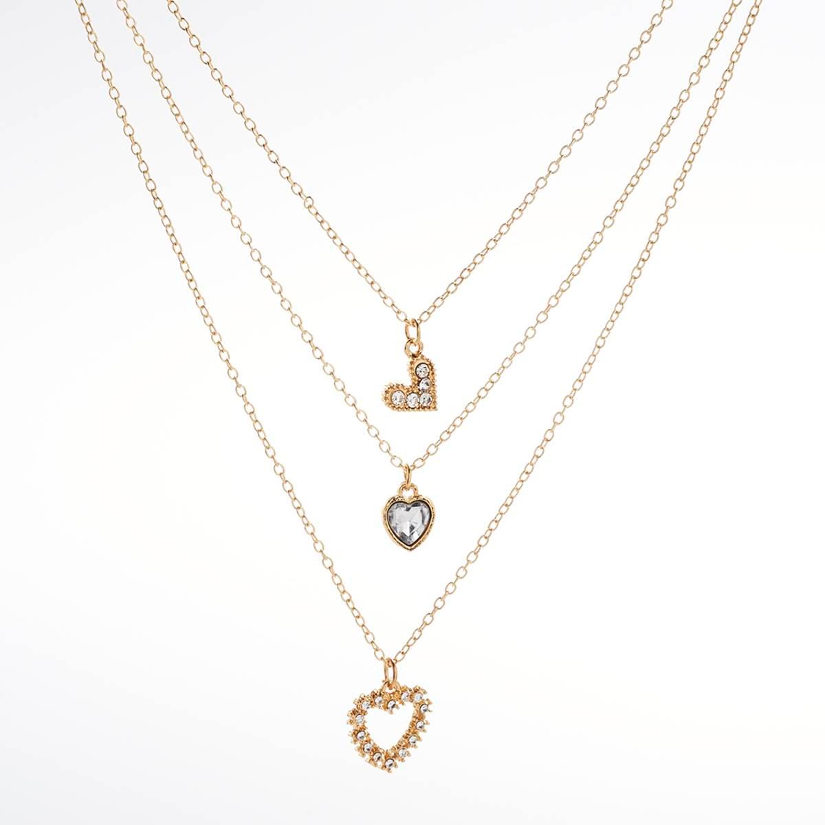 Click here for Ashley 3 Row Layered Necklace with Glass Stone Pen... prices