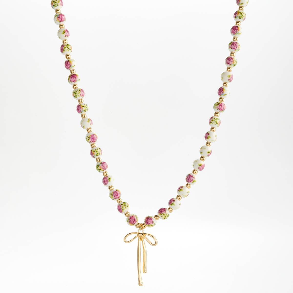 Click here for Ashley Gold Plated Necklace w/ Ribbon Pendant & Ce... prices