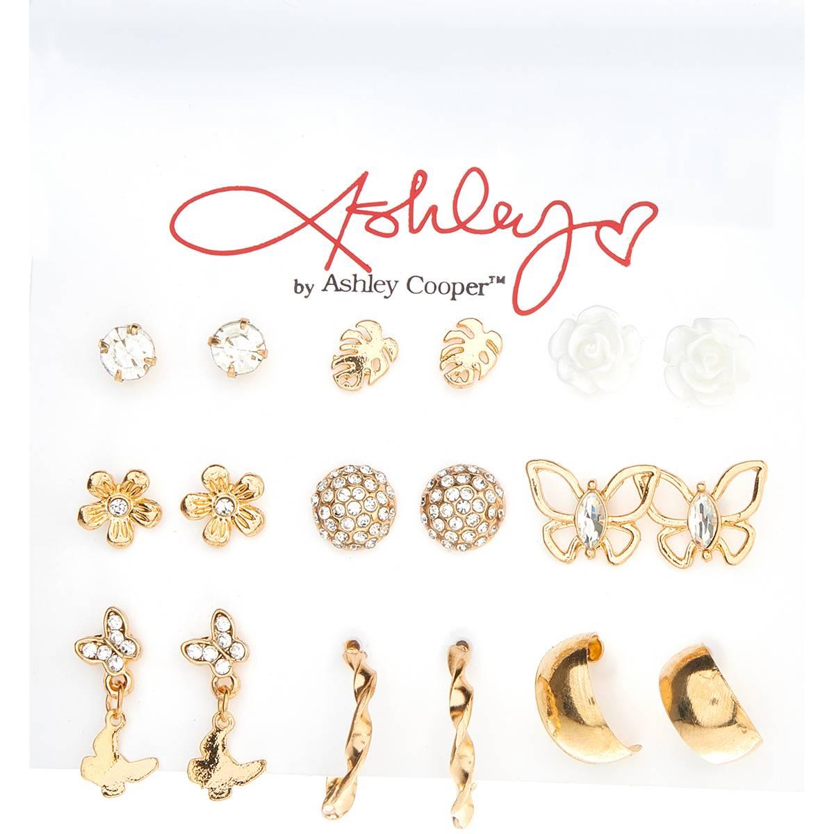 Click here for Ashley 9pr. Gold Plated Post and Cuff Earrings Set prices